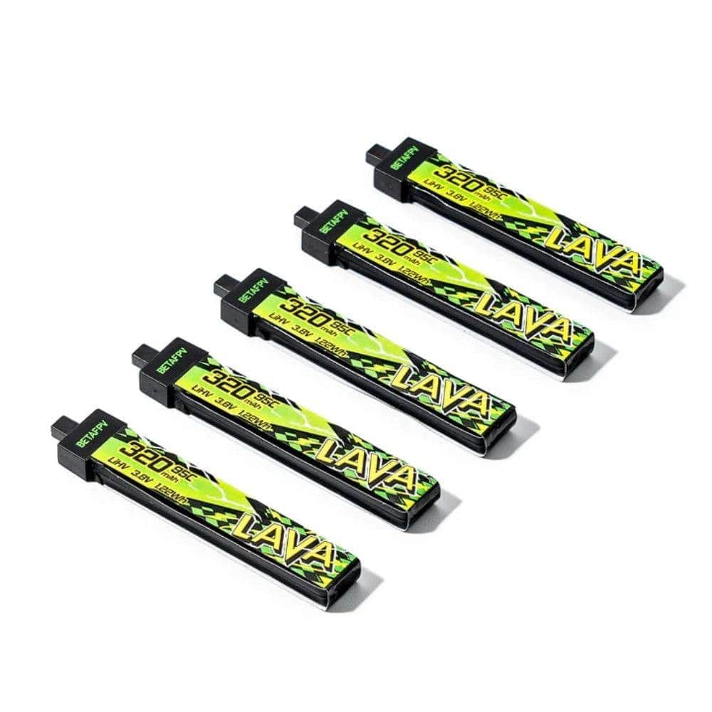 BETAFPV LAVA II 320mAh 1S 95C LiHV Battery Pack (5 Pcs) - BT2.0 ...